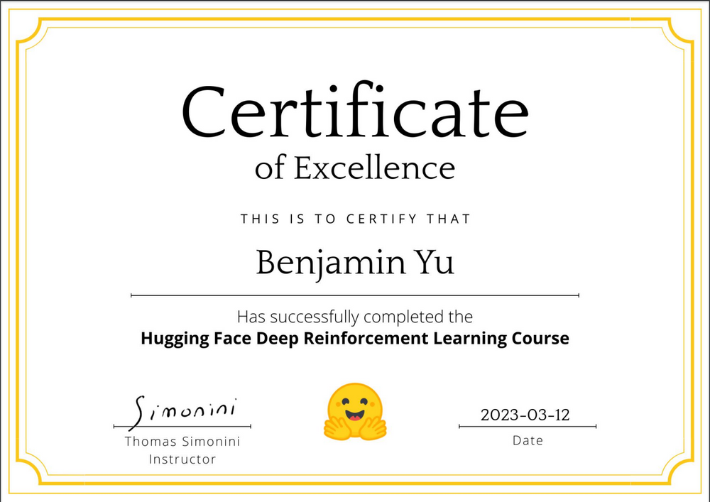 Hugging Face Deep RL Course